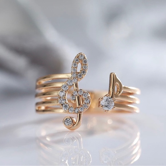 Unbranded | Jewelry | Music Ring Treble Cleft Note 585 Rose Gold Ring ...
